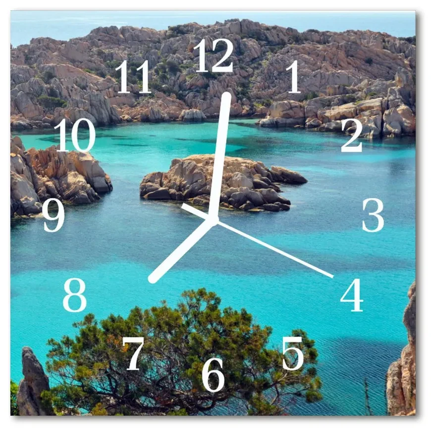 Ceas de perete din sticla pătrat Marea Peisaj Peisaje Maro, Albastru ...