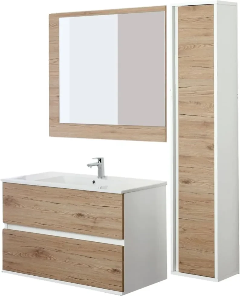 Mobilier de baie suspendat cu coloana Fabula 90cm | BIANO