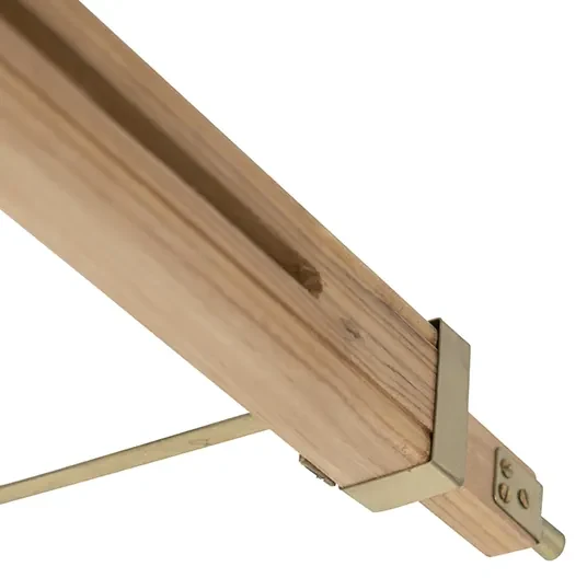 Lampă de podea rustică trepied lemn cu alamă antică - Cortin | BIANO