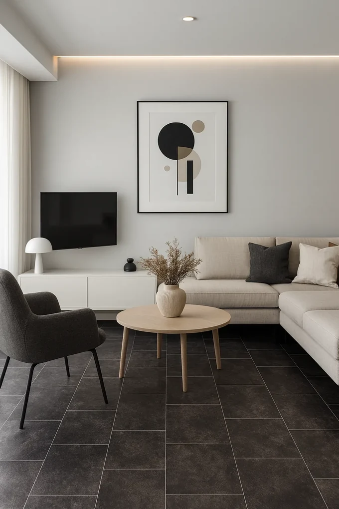 Linoleum PVC, Model Lara 8409, Latime 200 cm, Negru | BIANO