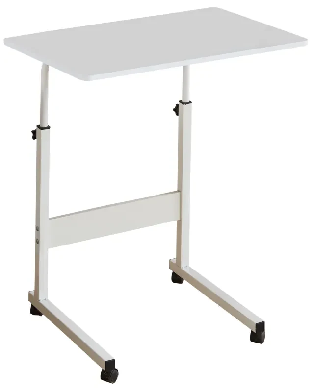 Reglabil masa PC cu roti, alba, JUSTUS | BIANO