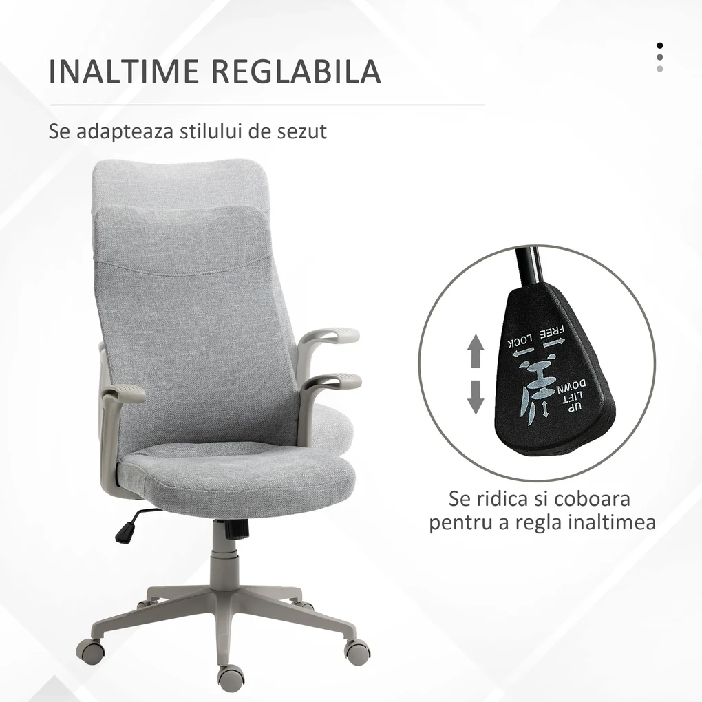 Scaun de birou elegant Vinsetto cu tesatura cu efect de in, ergonomic ...