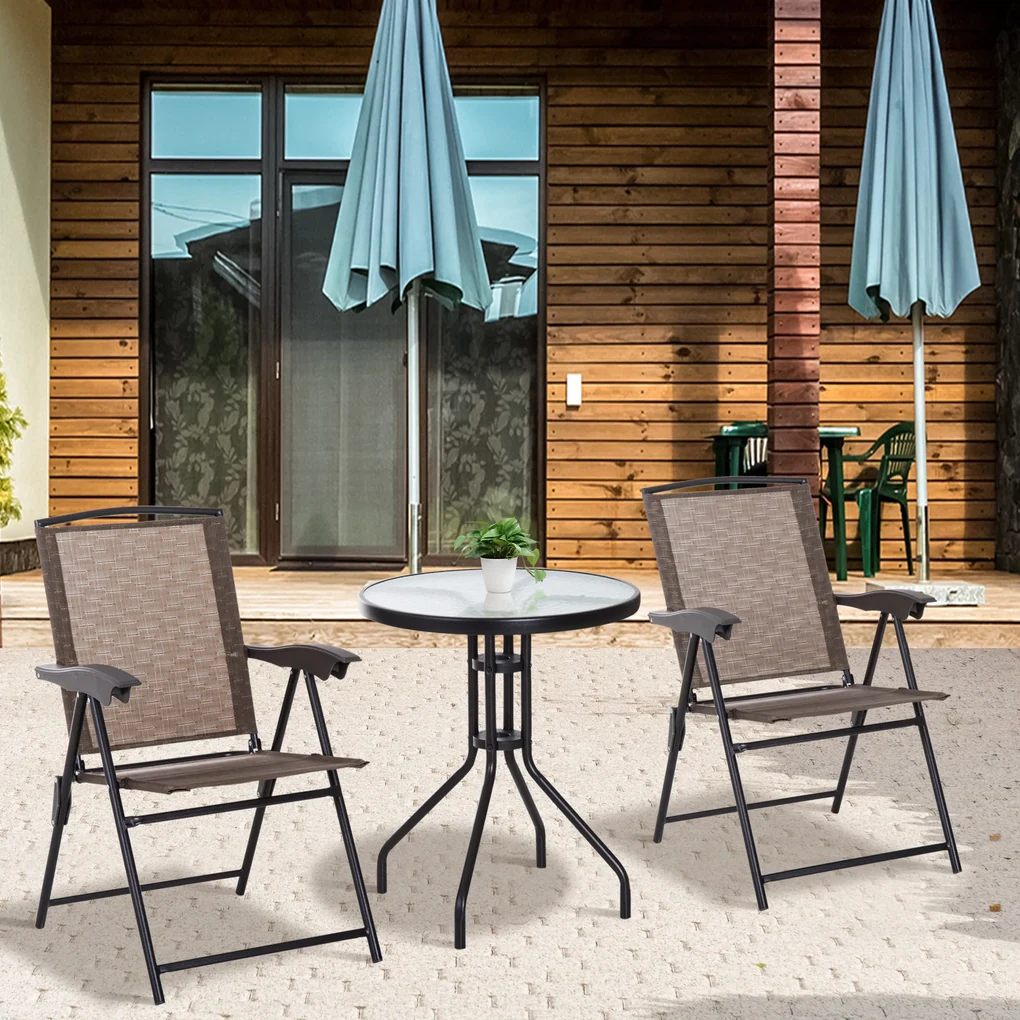 Outsunny Set de mobilier pentru gradina cu masa din sticla securizata ...