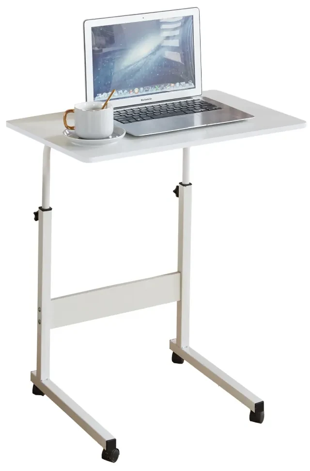 Reglabil masa PC cu roti, alba, JUSTUS | BIANO