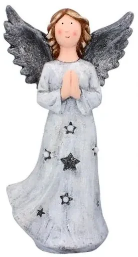 Decoratiune Craciun ceramica, inger muzical, 53 cm, LED | BIANO