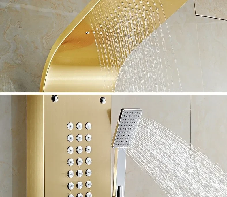 Panou dus hidromasaj inox 4 functii gold satin TRENDY S | BIANO