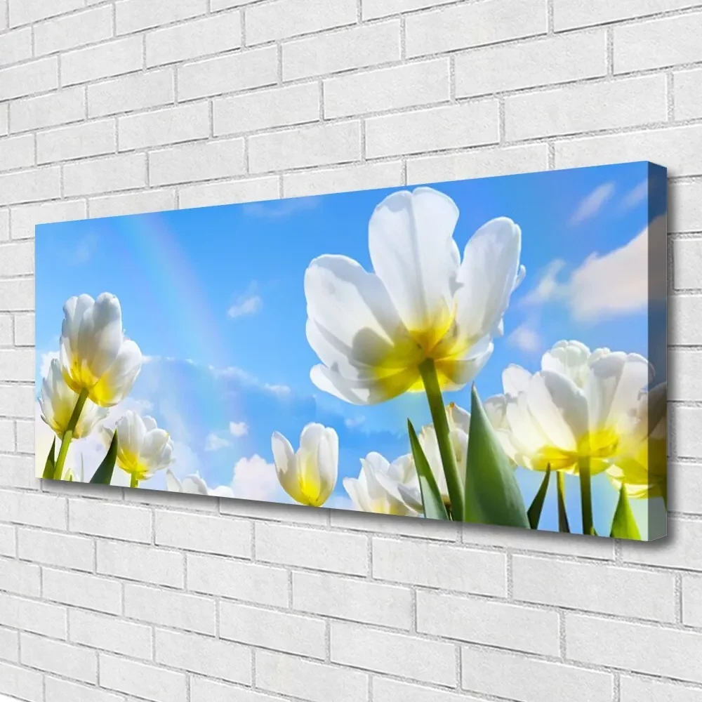 Tablou pe panza canvas Flori Floral Alb Verde | BIANO