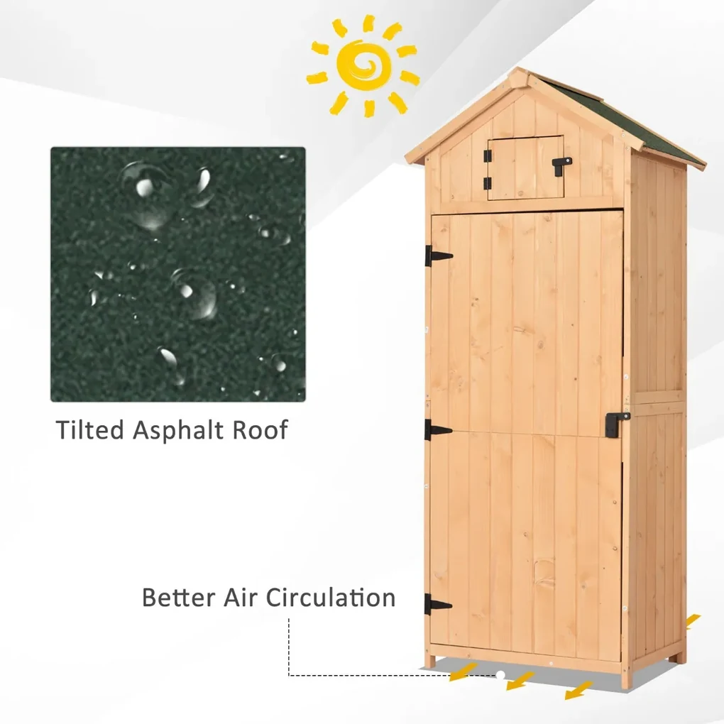 Outsunny Dulap de Gradina Extern Pentru Scule Ustensile in Lemn cu 3 ...