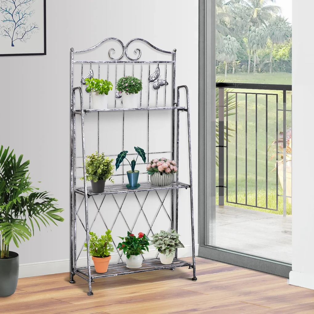 Outsunny Rafturi pentru Plante cu 3 Nivele, Suport Ghivece pentru ...