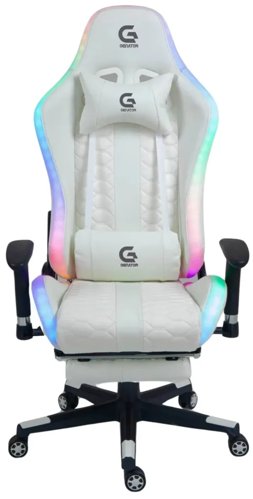 Scaun gaming cu sistem iluminare bandă LED RGB, masaj în perna lombară ...
