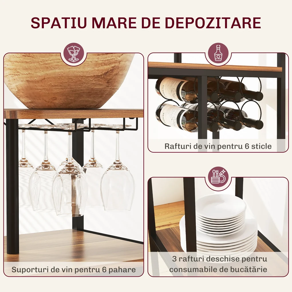 HOMCOM Set Blat de Bar Pliabil și 2 Scaune, Suport Vin și Pahare, Maro ...