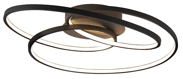 Lampă de tavan neagră 60 cm incl. LED cu 3 trepte de iluminare - Rowin ...
