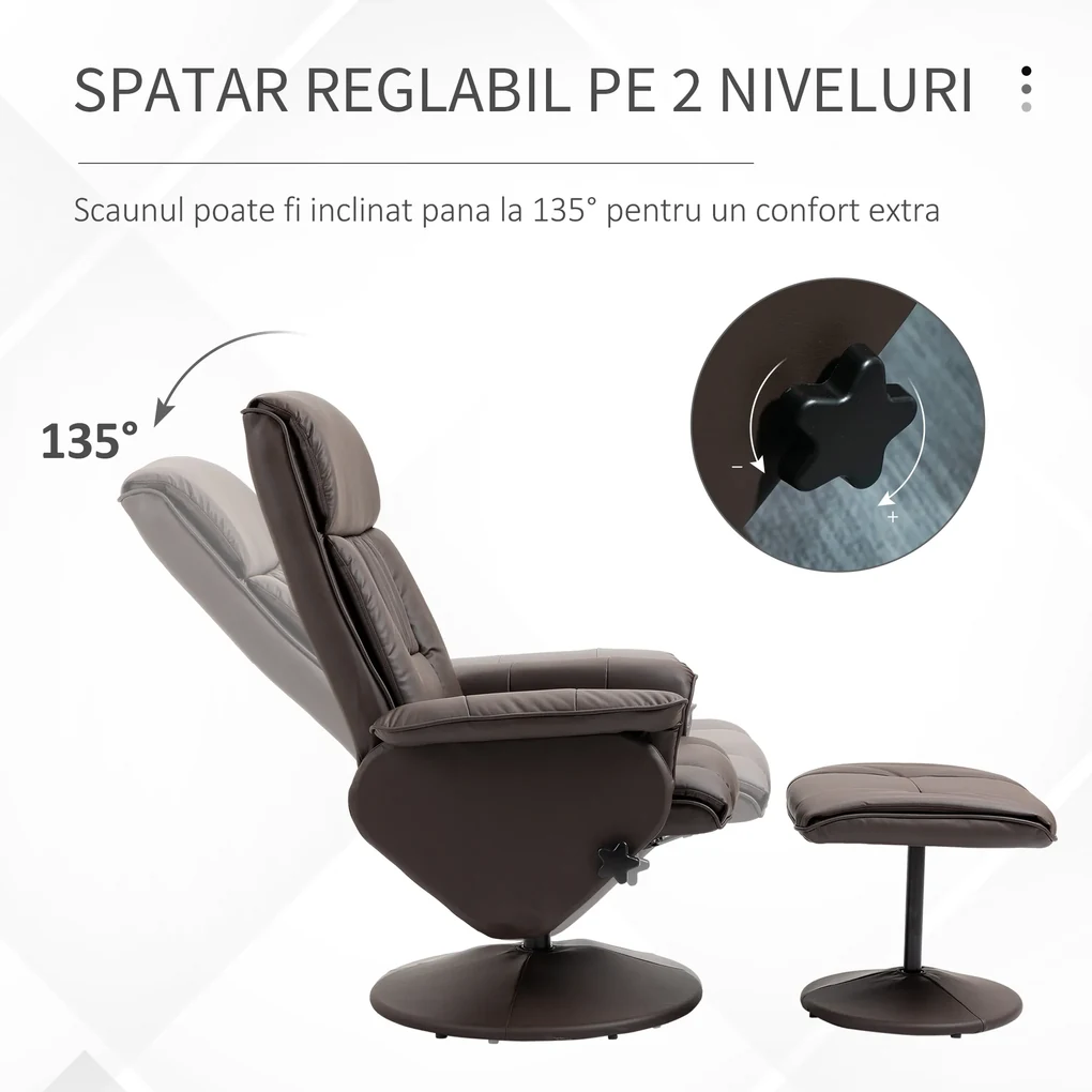 Scaun rabatabil si otoman HOMCOM cu baza infasurata, scaun pivotant din ...