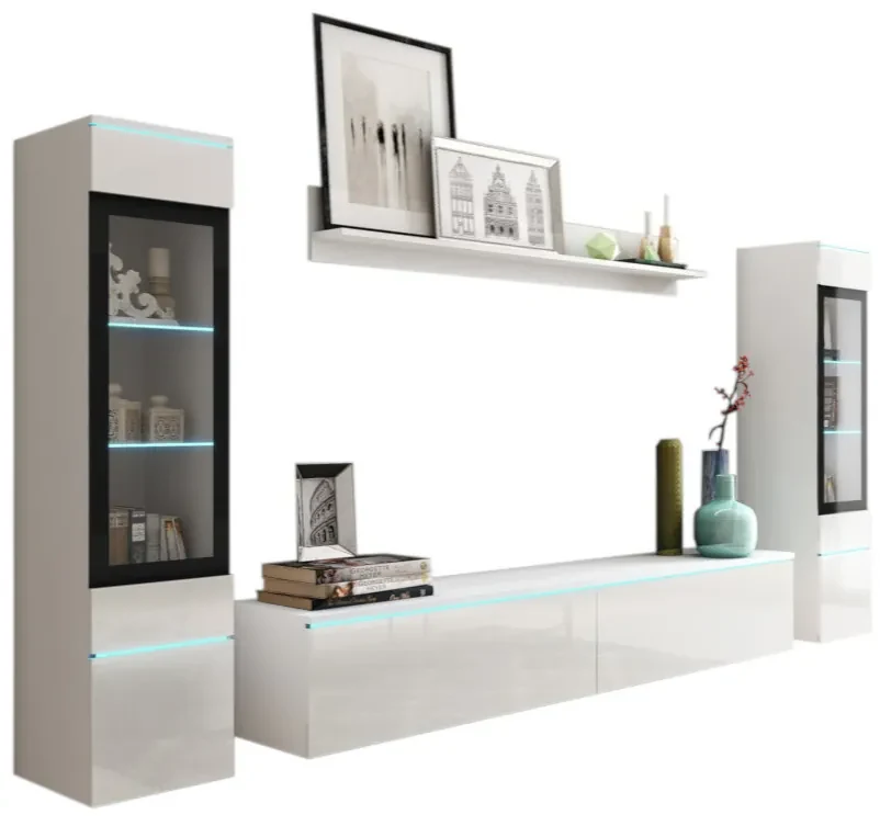 Expedo Set mobilier VIPER II, alb/alb luciu | BIANO