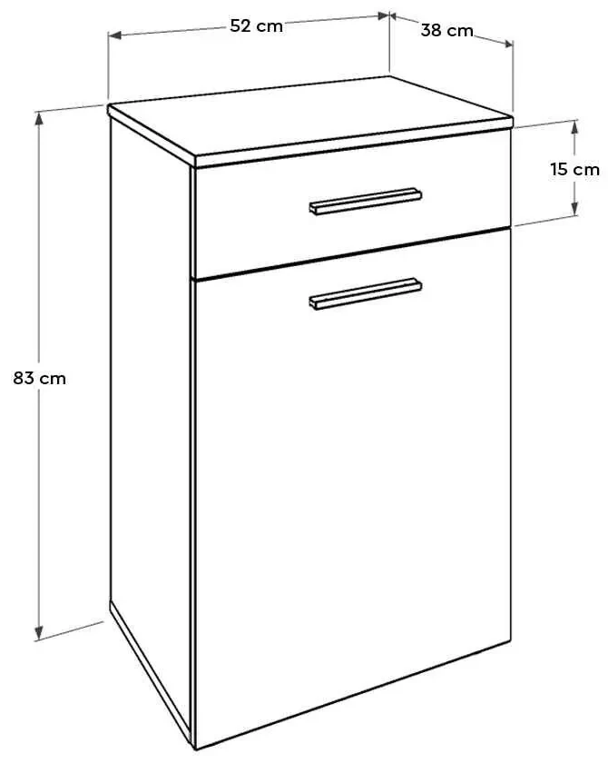 Dulap Baie cu cos de rufe Adore Diamond Mini, sertar, Alb Lucios, 52 x ...