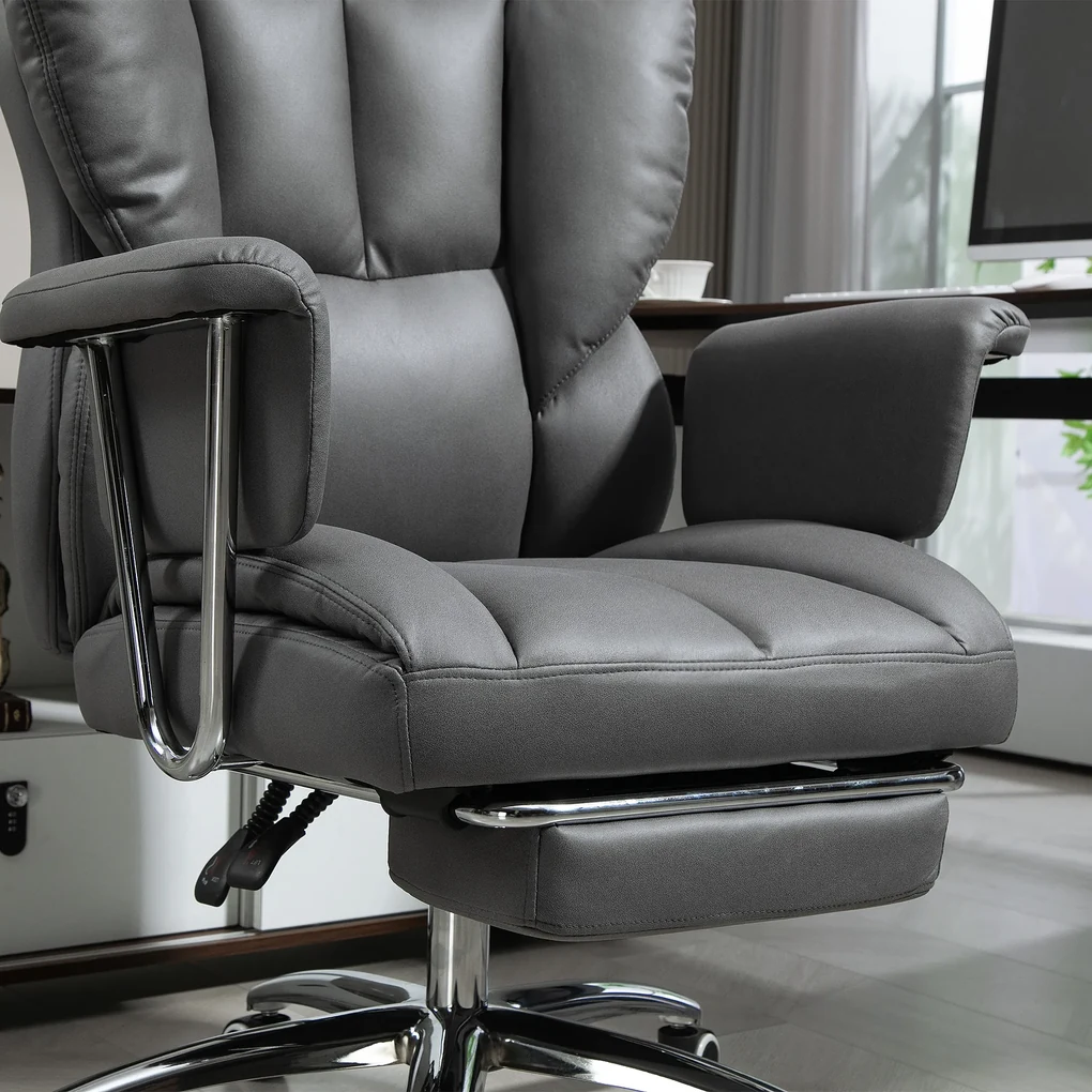 HOMCOM Scaun de birou ergonomic, tapițat, cu suport pentru picioare ...
