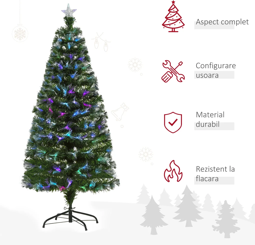Brad de Craciun artificial 150cm, decoratiuni cu ace argintii si fructe ...