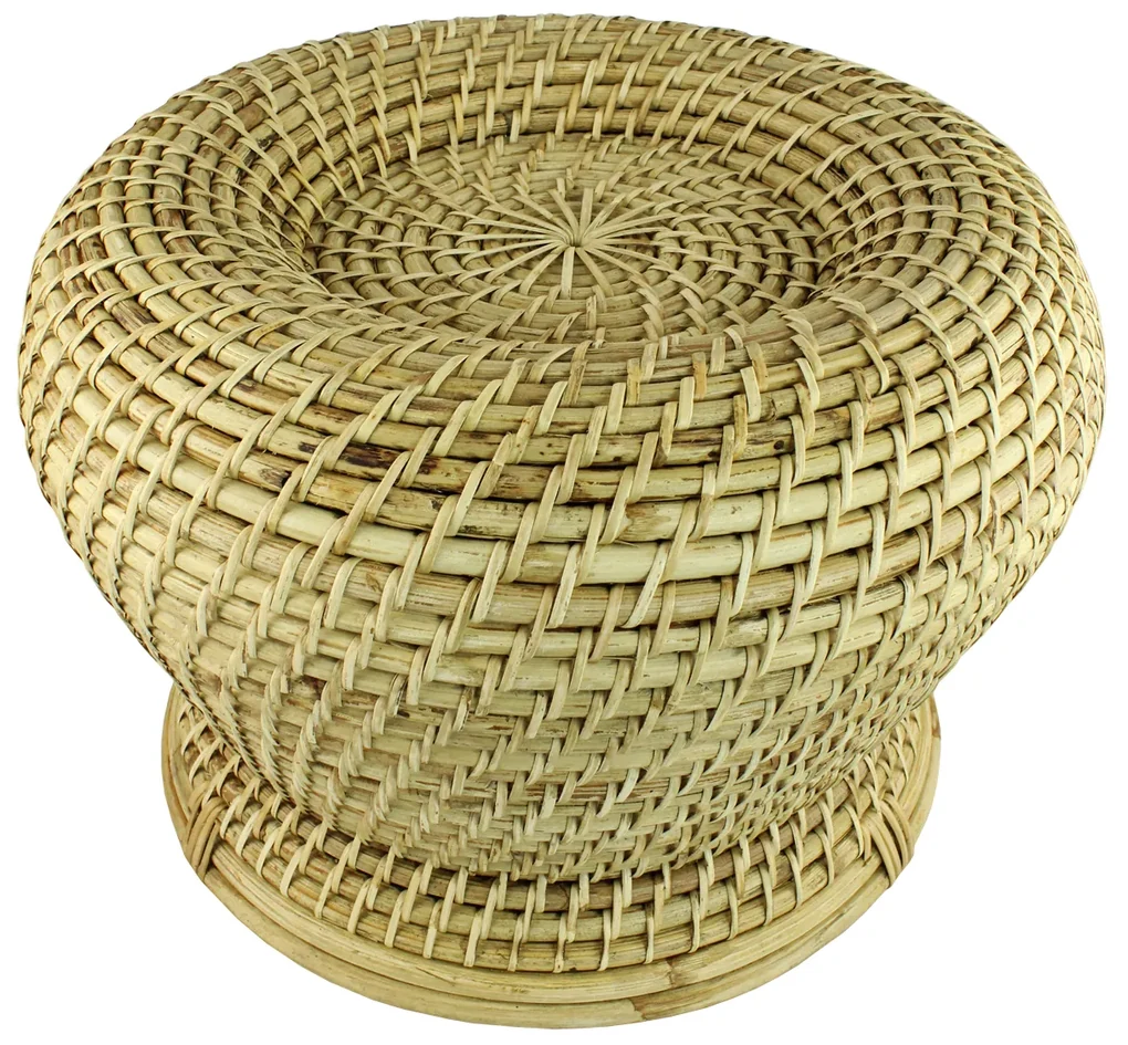 Taburet Deco din ratan bej 33x40 cm | BIANO