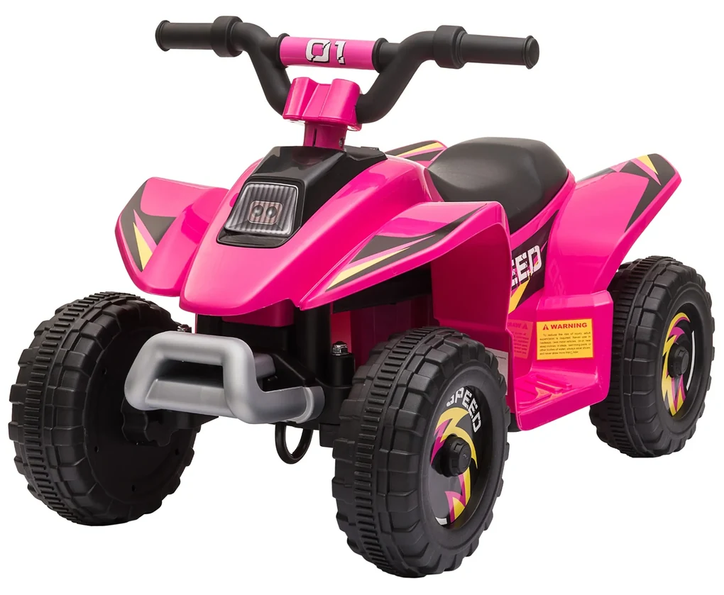 HOMCOM ATV Electric Roz pentru Fetițe, Vehicul pentru Copii 18-36 Luni ...