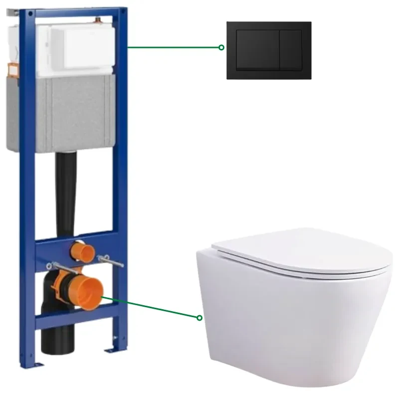 Set vas wc suspendat rimless cu capac soft close Fluminia, rezervor ...