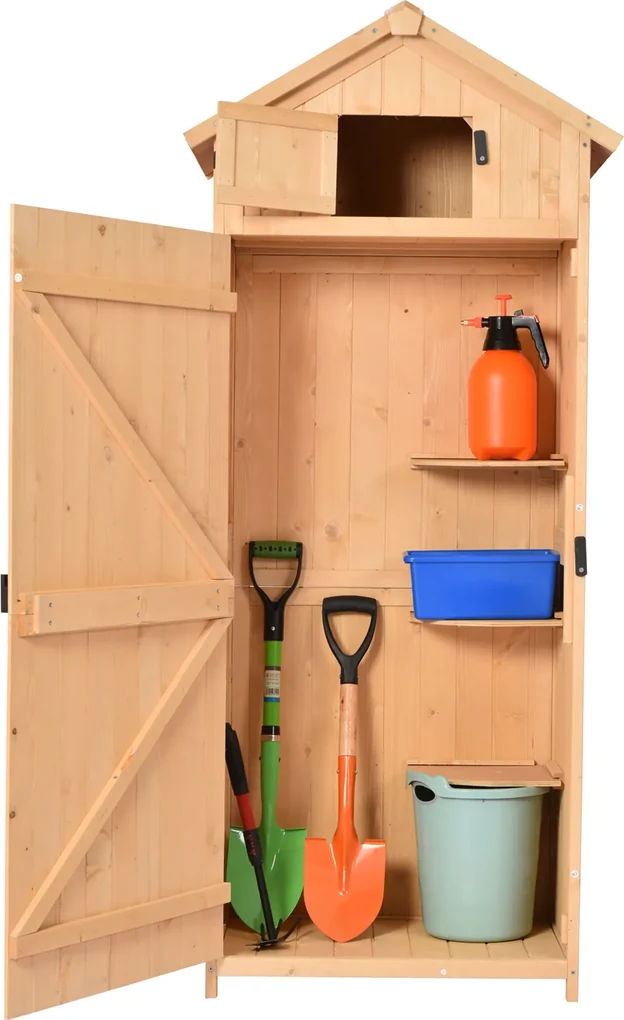 Outsunny Dulap de Gradina Extern Pentru Scule Ustensile in Lemn cu 3 ...