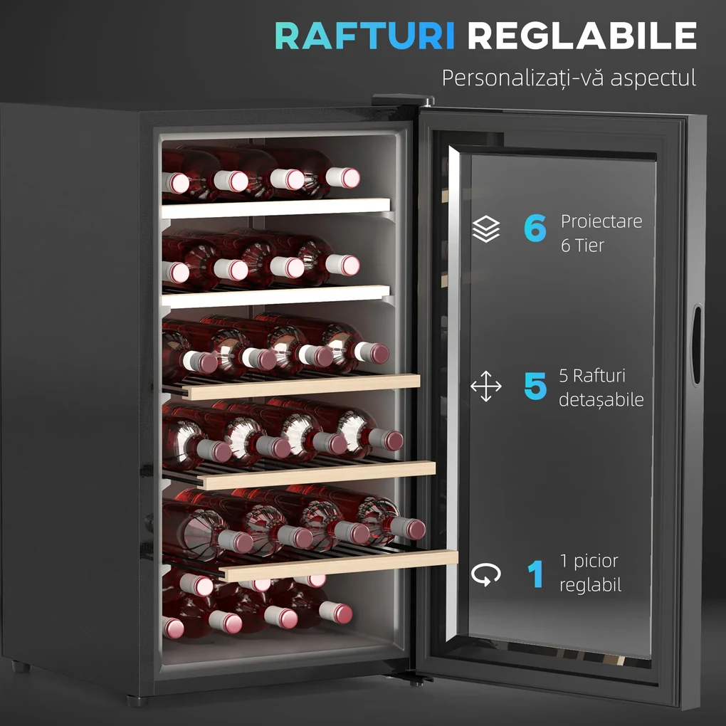 HOMCOM Frigider Vin pentru 41 de Sticle cu Temperatură Reglabilă Negru ...