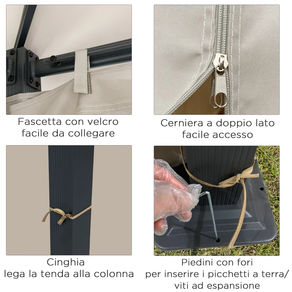 Foisor de Gradina Outsunny pentru Curte si Terasa, Kaki 2.97x2.97m ...