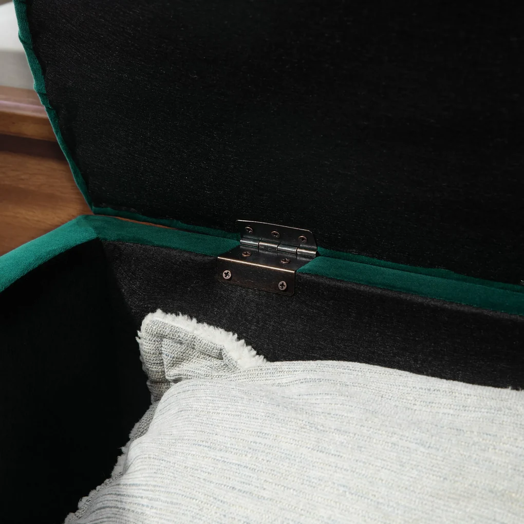 HOMCOM Pouf de Depozitare cu Capac 2 în 1 - Pouf Tapitat în Formă de ...