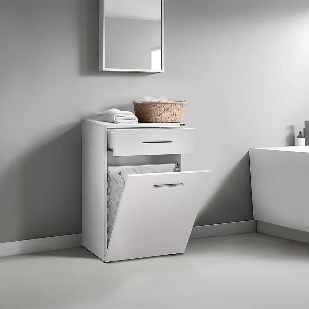 Dulap Baie cu cos de rufe Adore Diamond Mini, sertar, Alb Lucios, 52 x ...