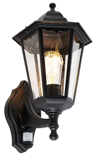Felinar de perete exterior negru cu senzor de mișcare IP44 - New ...