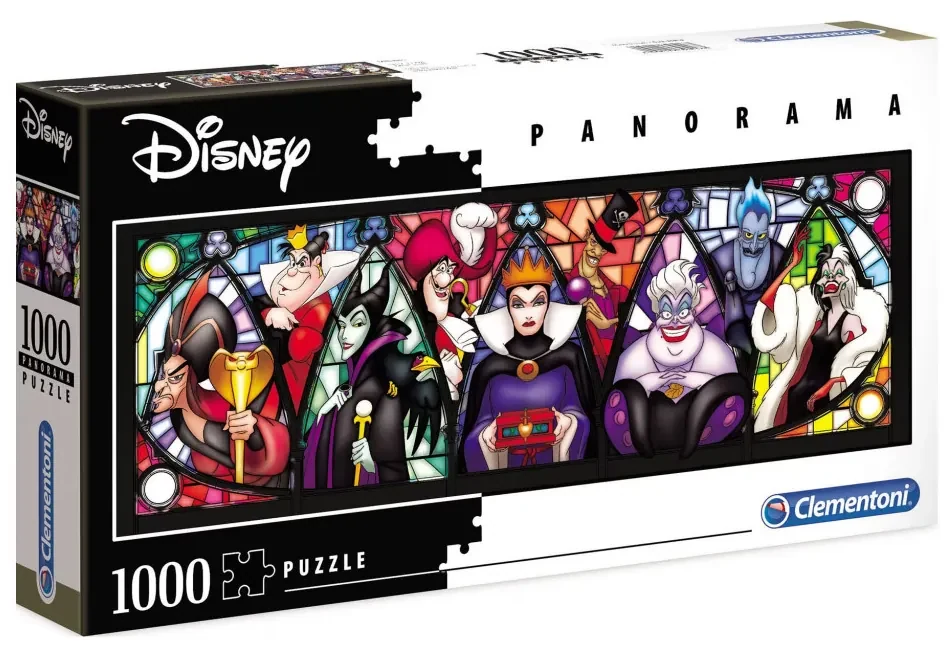 Disney Villains Stained Glass Puzzle panoramic de 1000 piese Clementoni ...