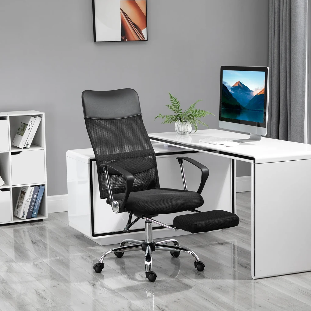 Vinsetto Scaun de Birou Ergonomic cu Inserție de Plasă, Suport Lombard ...