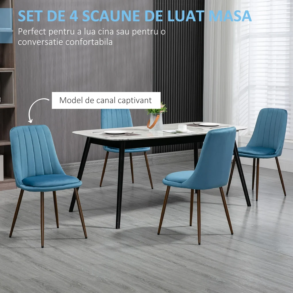 Set de 4 Scaune de Masa HOMCOM, de Bucatarie Moderne cu Tapiterie de ...