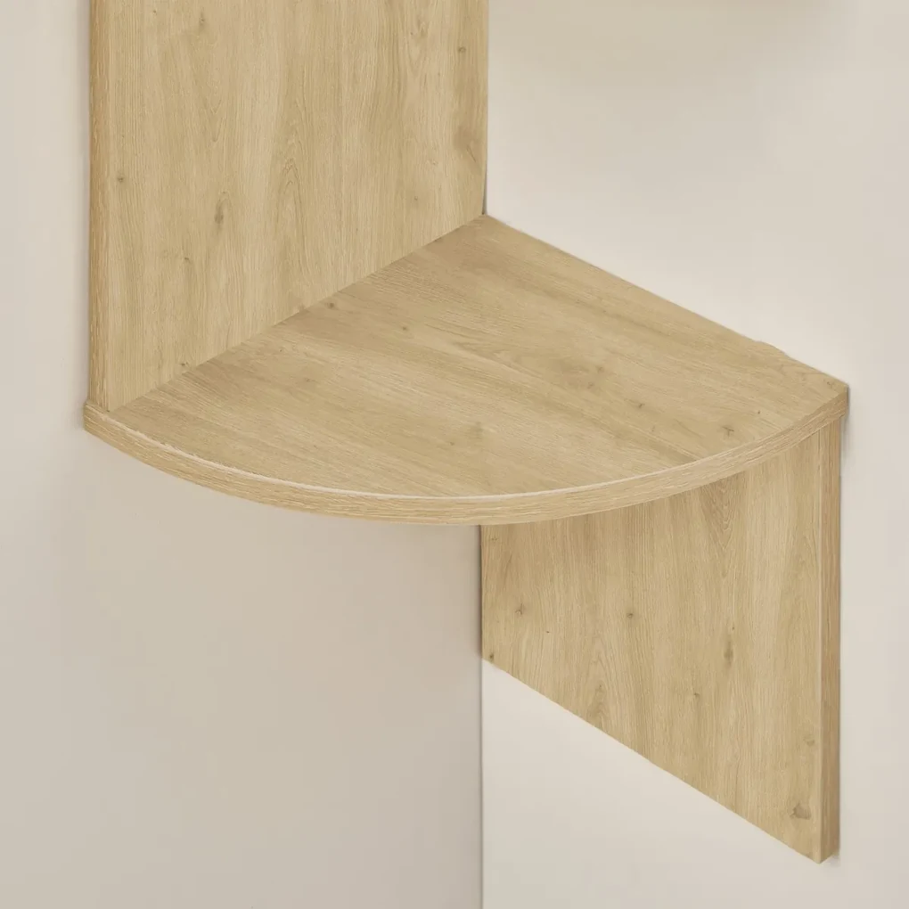 Polita de colt pentru perete ESTANTE, 5 rafturi cu decor stejar artisan ...