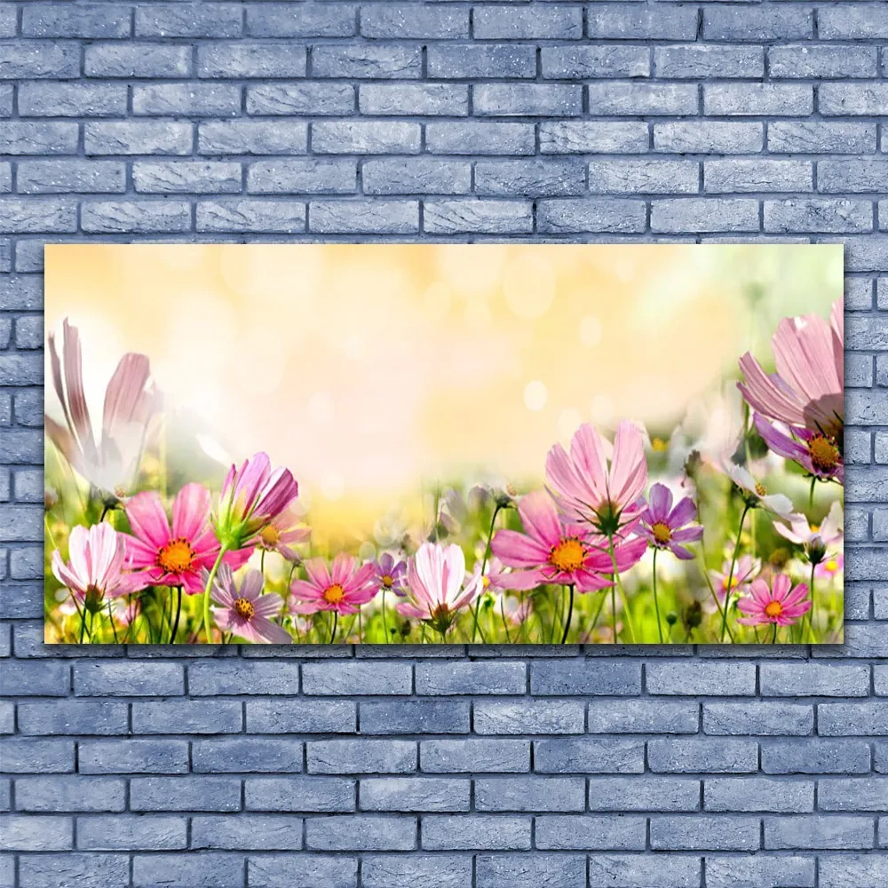 Tablou pe panza canvas Flori Natura Roz Galben Verde | BIANO