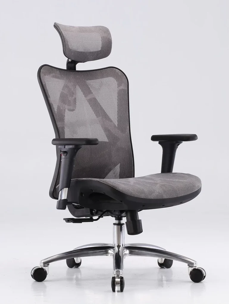 Scaun ergonomic SIHOO, pivotant, suport lombar 2D, tetiera 2D, cotiera ...