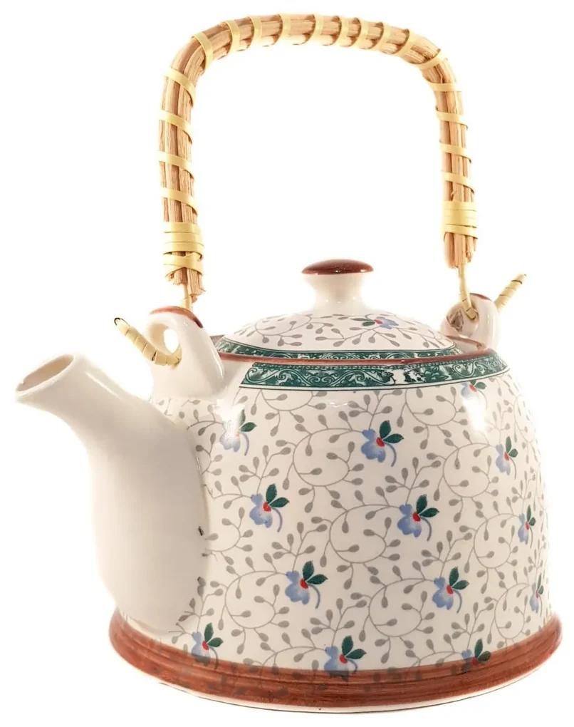 Ceainic Ceramic cu infuzor maner Bambus 800 ml Verde | BIANO