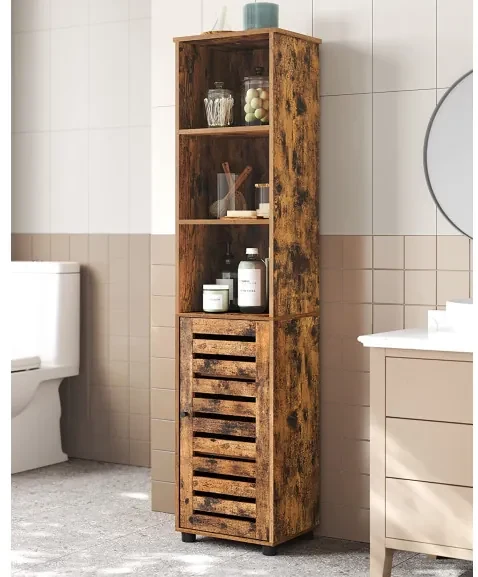 Dulap Inalt Pentru Baie, Cu 3 Compartimente Deschise Și 2 Rafturi ...