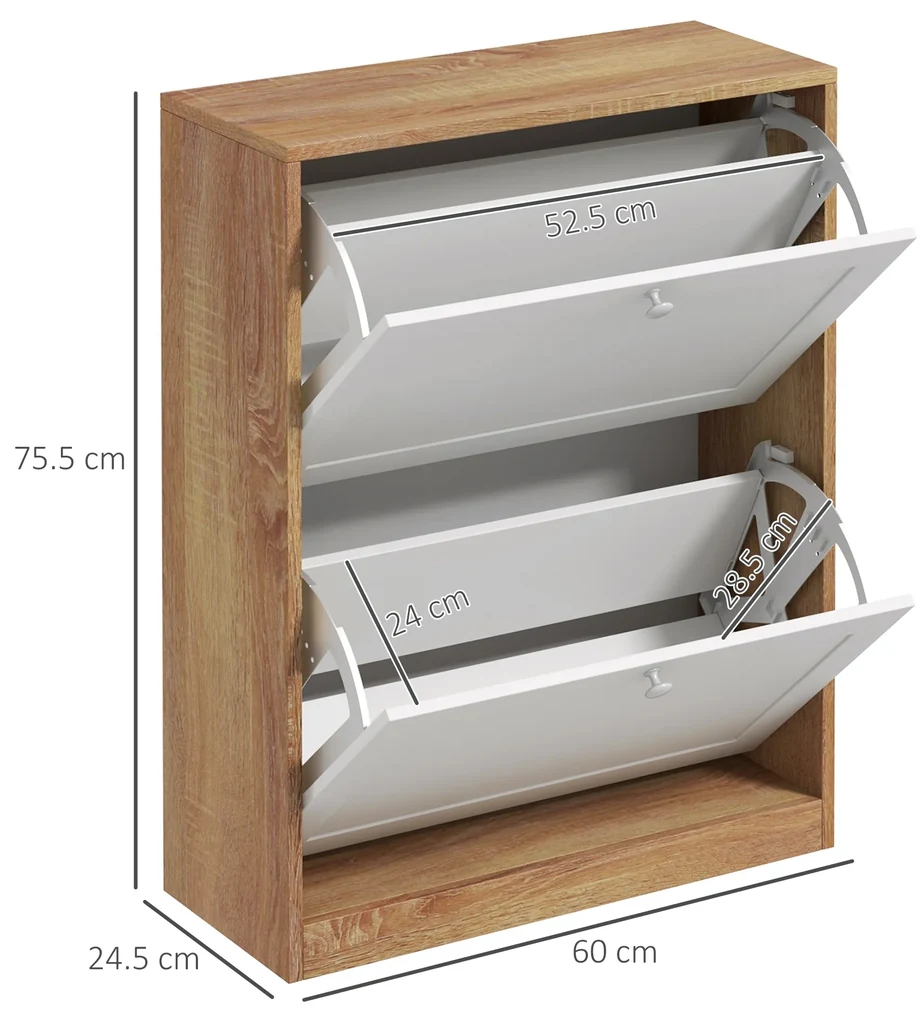 HOMCOM Dulap Ingust pentru Pantofi, Dulap Ingust pentru Depozitarea ...