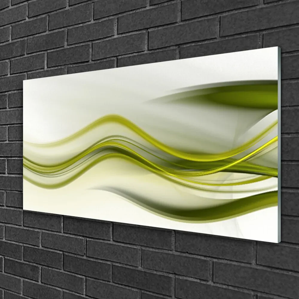 Tablou pe sticla Abstract Art Verde Gri Alb | BIANO