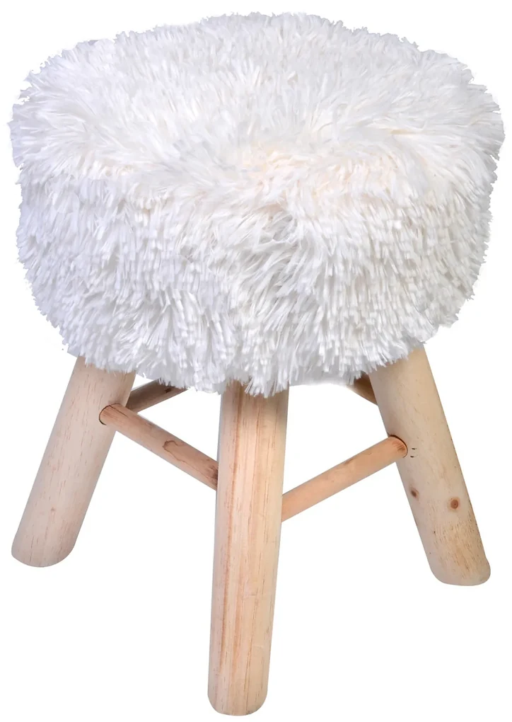 Taburet cu blana alba | BIANO