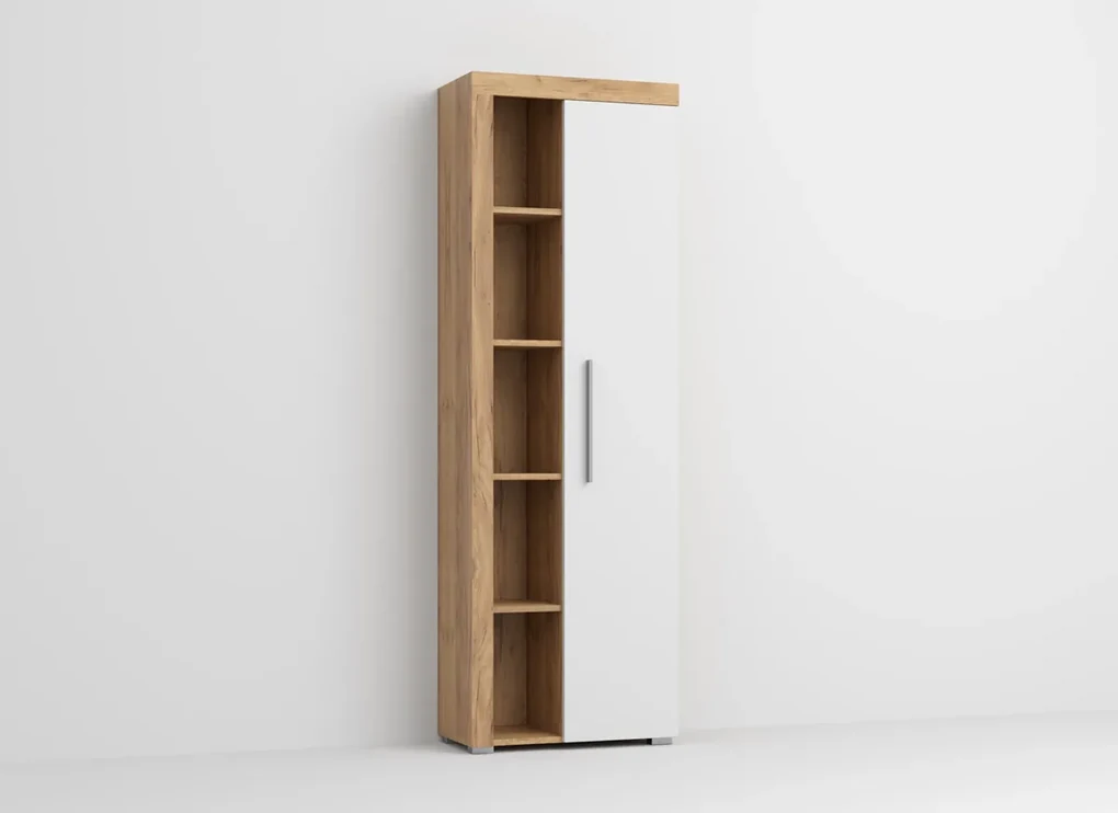 Set Mobilier Living Alb cu Stejar Auriu Crispy-C10 | BIANO