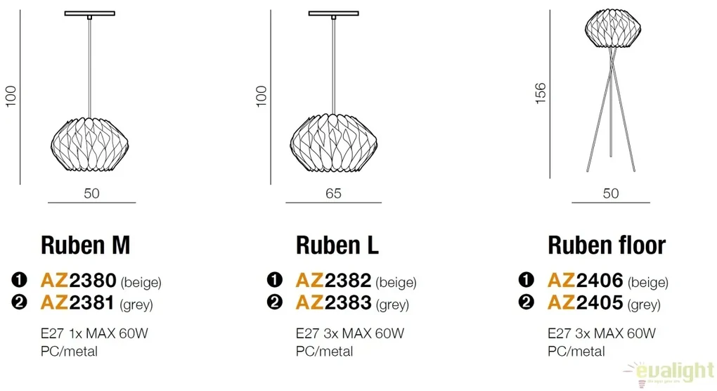 Lustra / Pendul design modern 65cm RUBEN GREY | BIANO