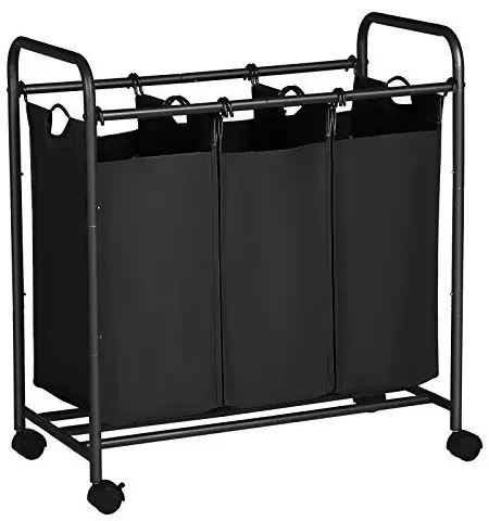 Cos separator pentru haine cu roti, Songmics, Negru, LSF003B, 3 x 44L ...