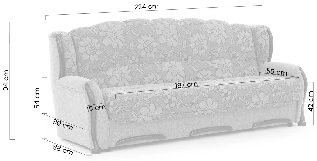 Canapea Fryderyk extensibilă - bej țesătură de acoperire Luna / nuc ...