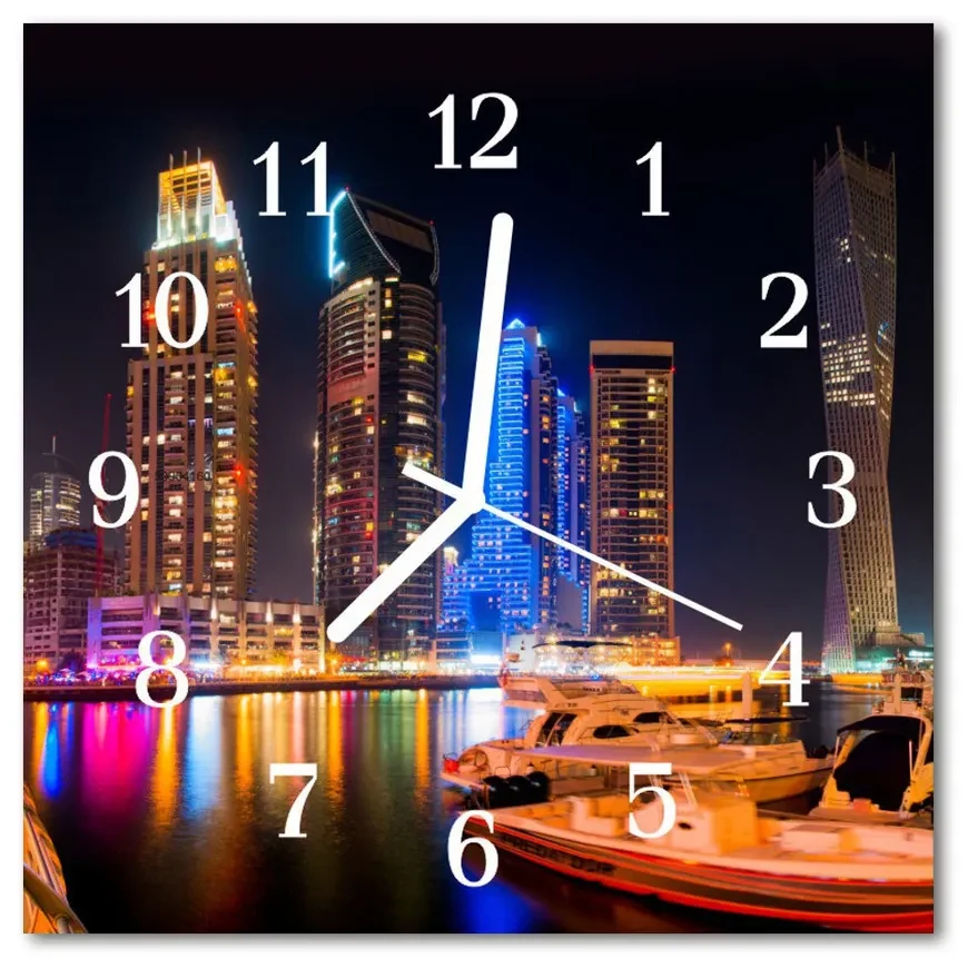 Ceas de perete din sticla pătrat Skyline băuturi Multi-colorat | BIANO