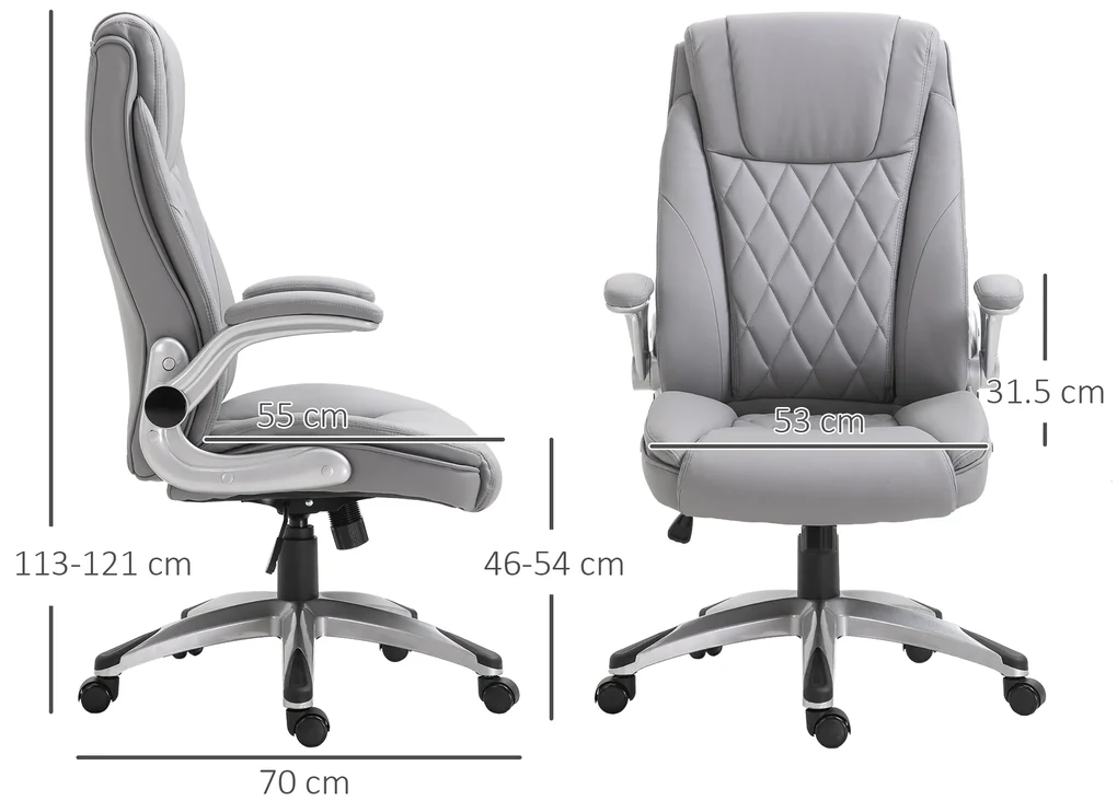 Scaun de birou ergonomic cu captuseala, inaltime reglabila si 5 roti ...