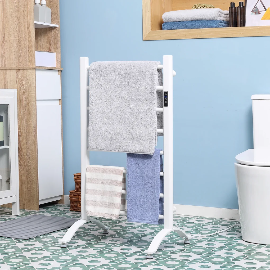 HOMCOM Incalzitor electric pentru prosoape , cu 8 bare cu temporizator ...