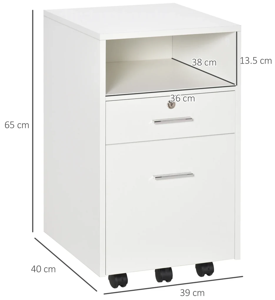 Vinsetto Dulap cu Sertare Blocabile, 2 Chei Incluse, cu 5 roti cu ...