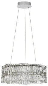 Lustra suspendata LED crom, cristale sticla NUVIA 60cm | BIANO